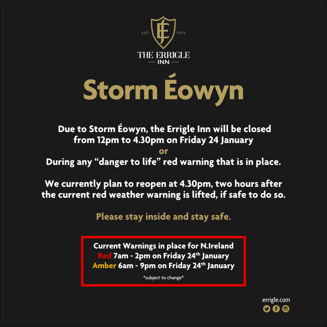 LATEST: Storm Éowyn – The Errigle Inn